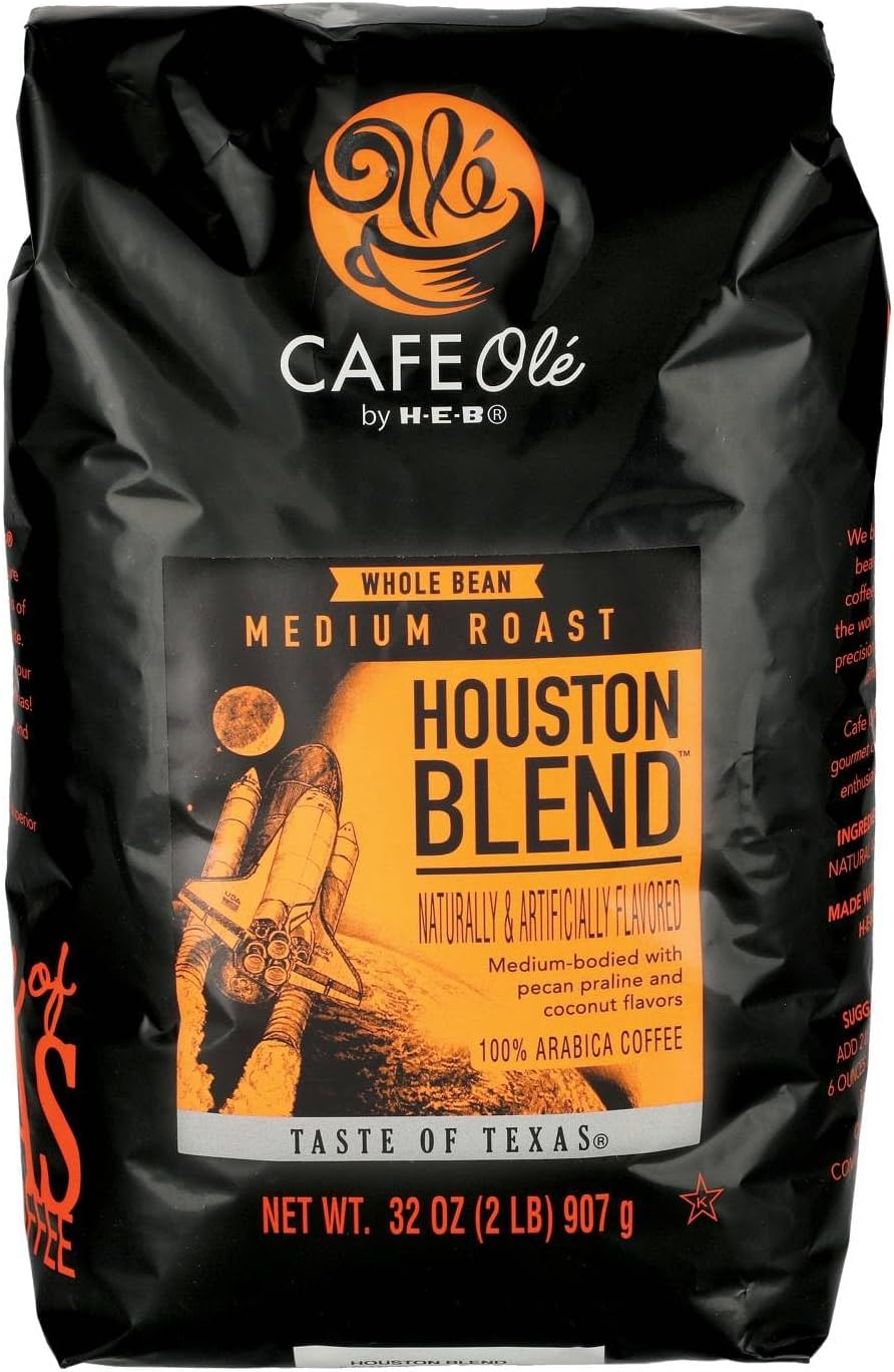 Amazon.com : HEB CAFE Ole Houston Blend Whole Bean Coffee 2 lbs Medium ...