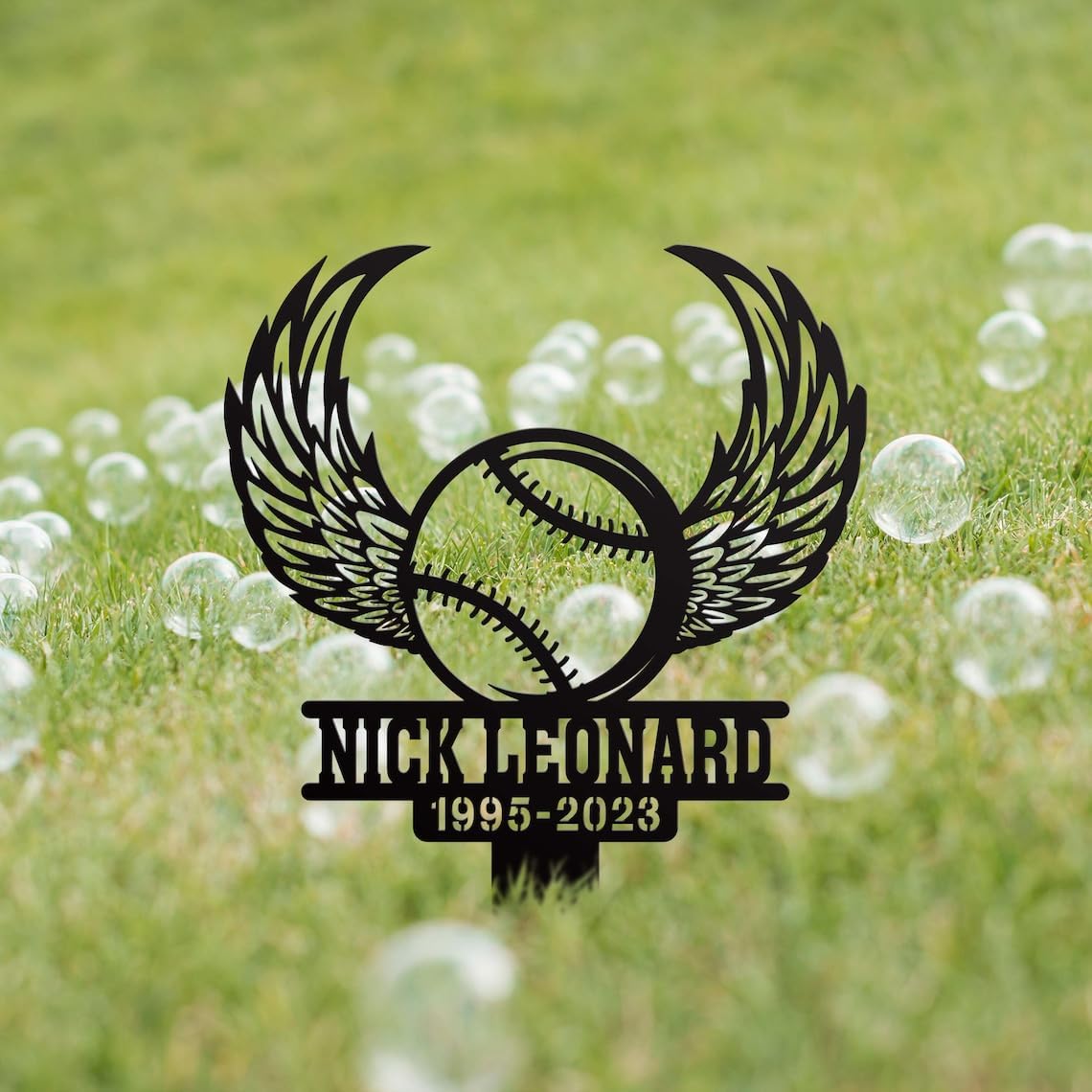 Amazon.com : Custom Baseball Grave Marker, Baseball Silhouette Memorial ...