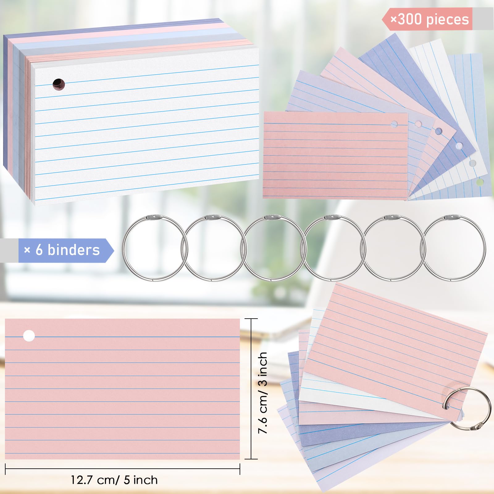 Snapklik.com : Epakh 300 Pieces Lined Index Cards 180 GSM Thick Flash Cards