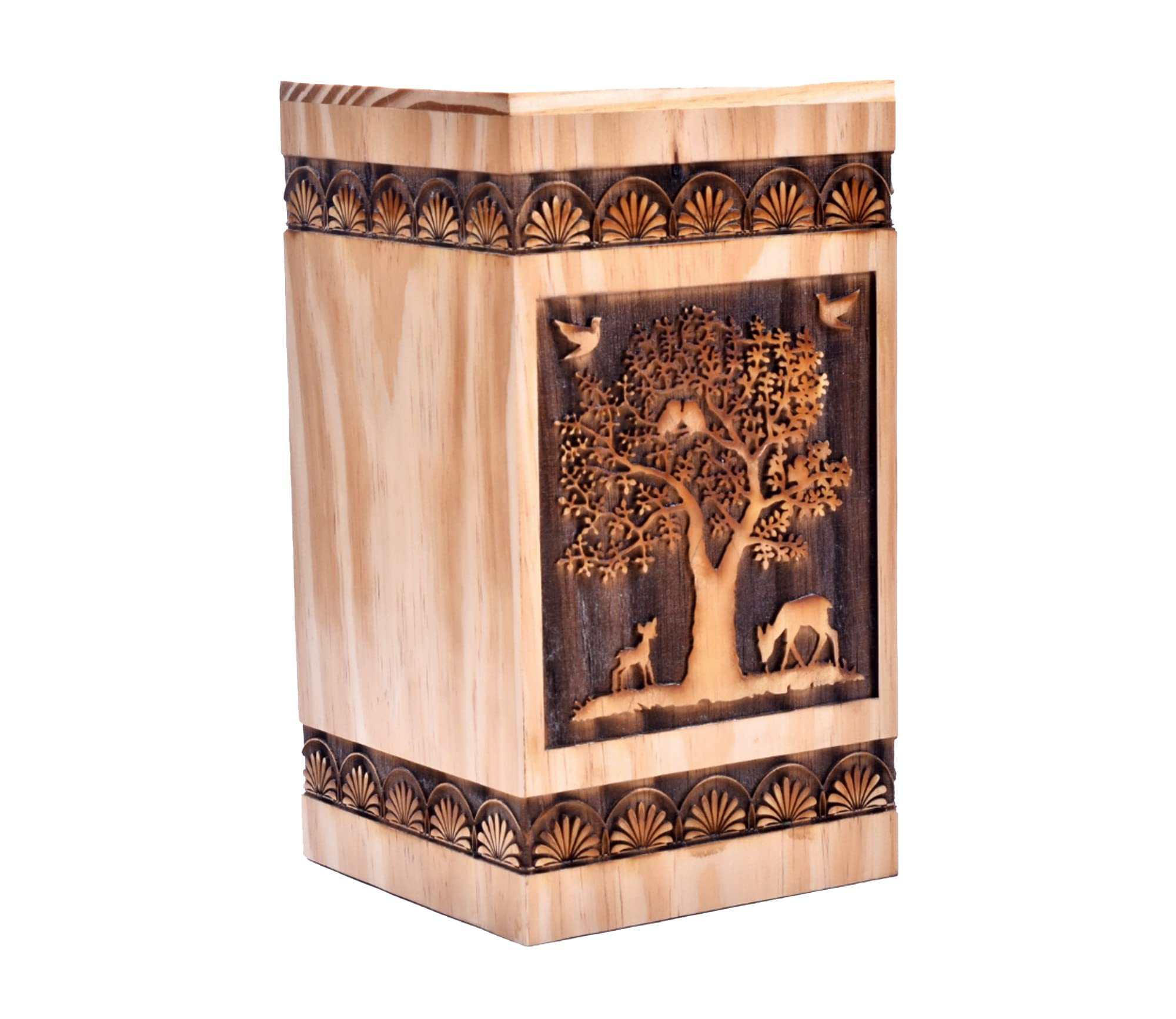 Handmade Pinewood Urn Box for Human Ashes, Wooden Pets Ashes Burial Urn ...