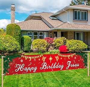 Amazon.com: Happy Birthday Jesus Banner Christmas Jesus’s Birthday ...