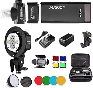 Amazon.com: Godox AD200 Pro w/AD-B2 Bracket, AD200Pro Flash Strobe ...