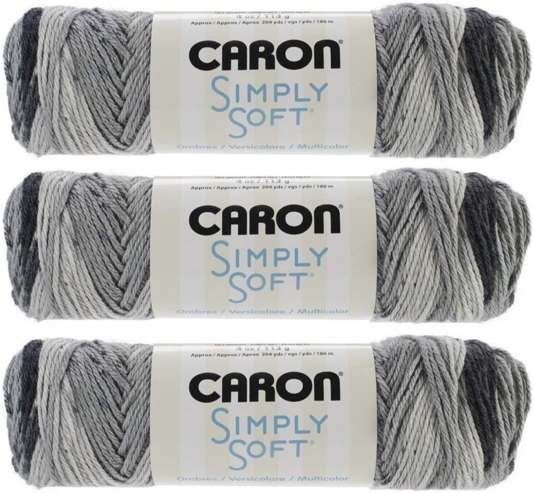 CARON SIMPLY SOFT OMBRE PACK OF 3- 113G EACH BALL - STORMY WEATHER ...