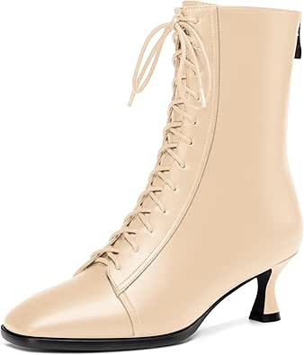 Amazon.com | NUMALEO Womens Zip Casual Square Toe Matte Dating Lace Up ...