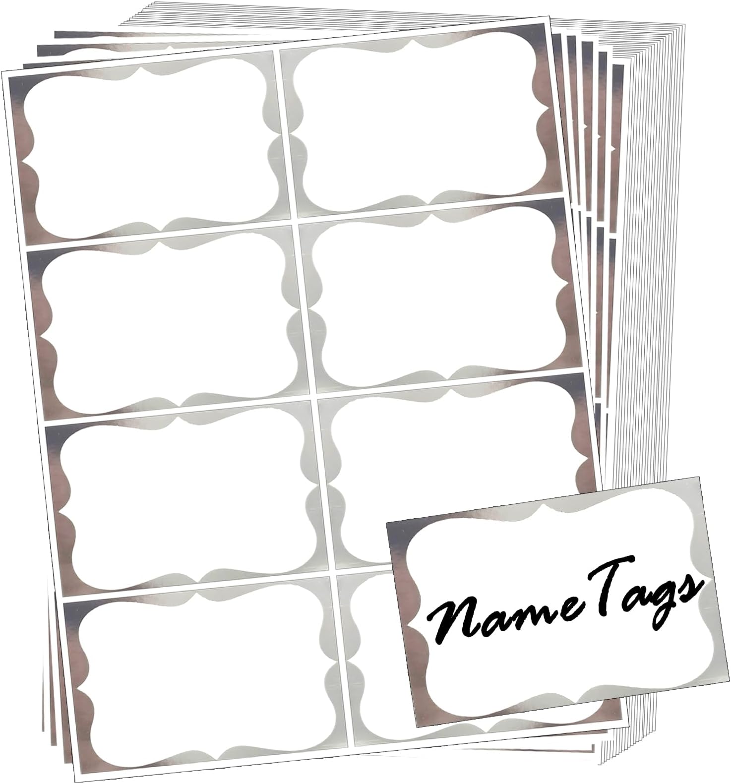 Amazon.com : Silver Foil Sticky Name Tags, 3.5" x 2.25" Adhesive Foil ...