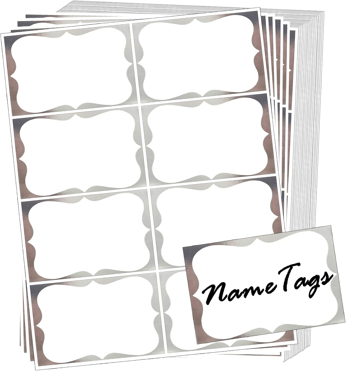 Amazon.com : Silver Foil Sticky Name Tags, 3.5" x 2.25" Adhesive Foil ...