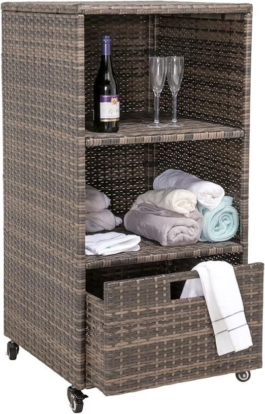 Amazon.com: LUCKWIND Outdoor Towel Cabinet, Pool Accessory Storage Organizer, Freestanding ...