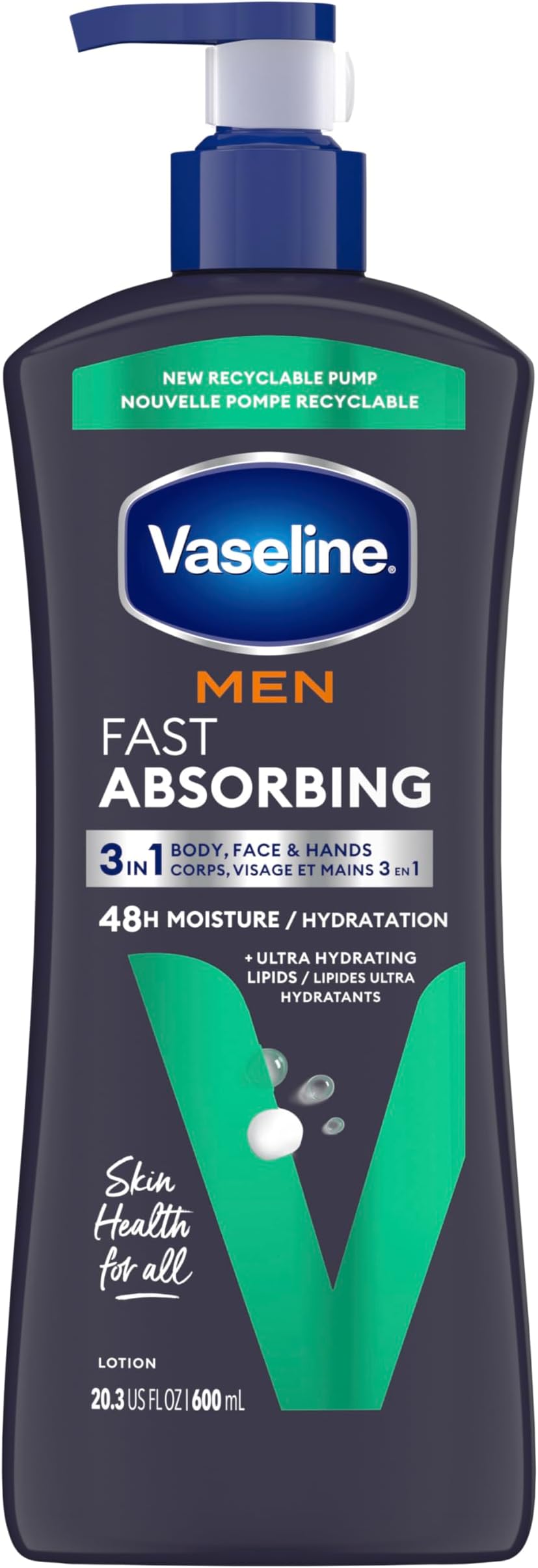 Amazon.com : Vaseline Men Fast Absorbing 3-in-1 Face, Hands & Body ...
