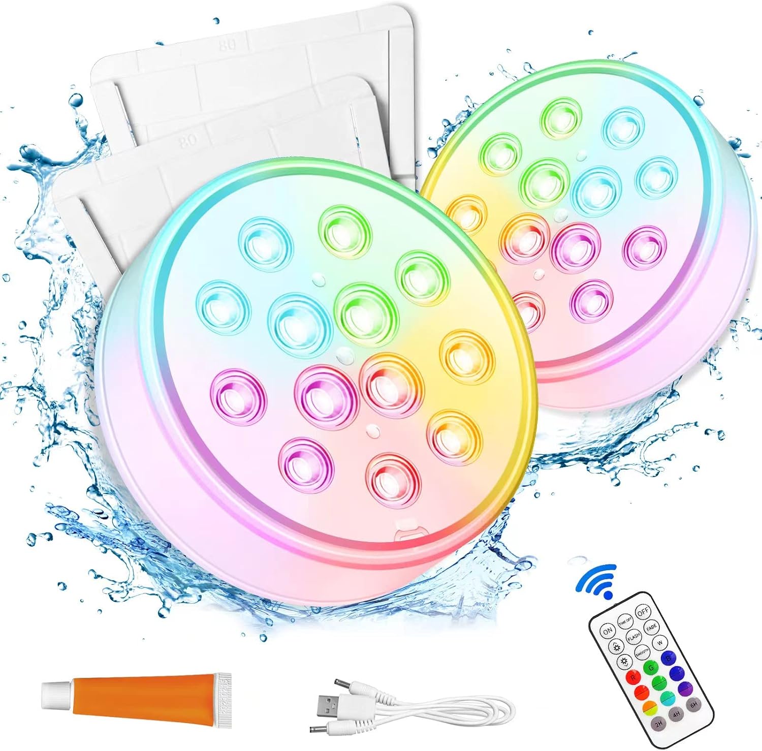 Amazon.com : XIILSIE Rechargeable Submersible LED Pool Lights with ...