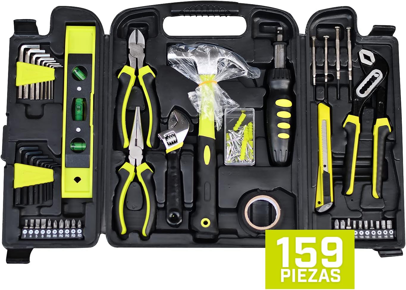 Klatter Set De Herramientas Manuales - 159 Piezas incluye Pinzas Llaves Clips Desatornilladores ...