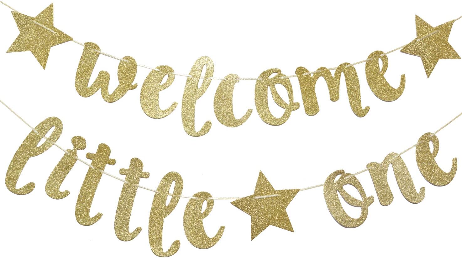 Amazon.com: Welcome Little One Glitter Banner, Pre-strung Baby Shower ...