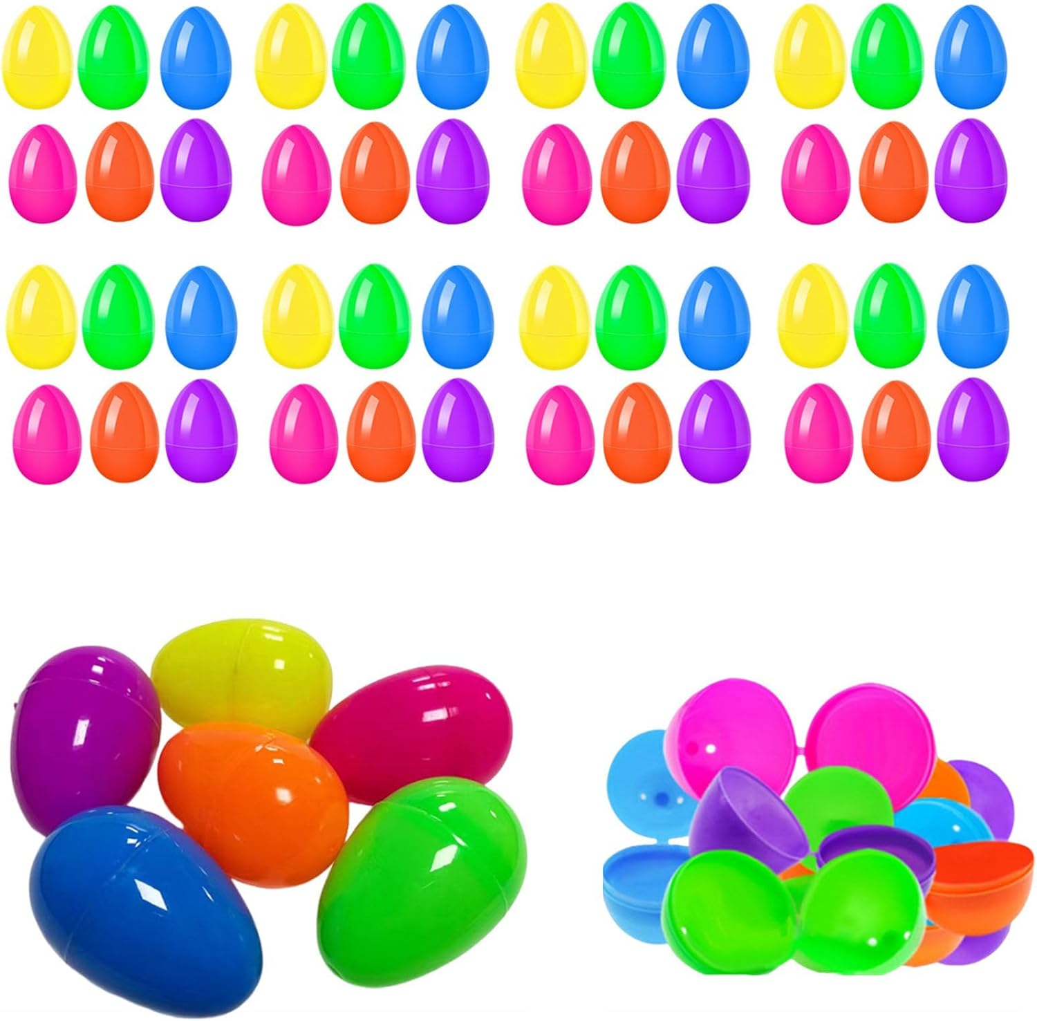 Amazon.com: AYIYAKE Plastic Easter Eggs Bulk,60Pcs Plastic Fillable ...