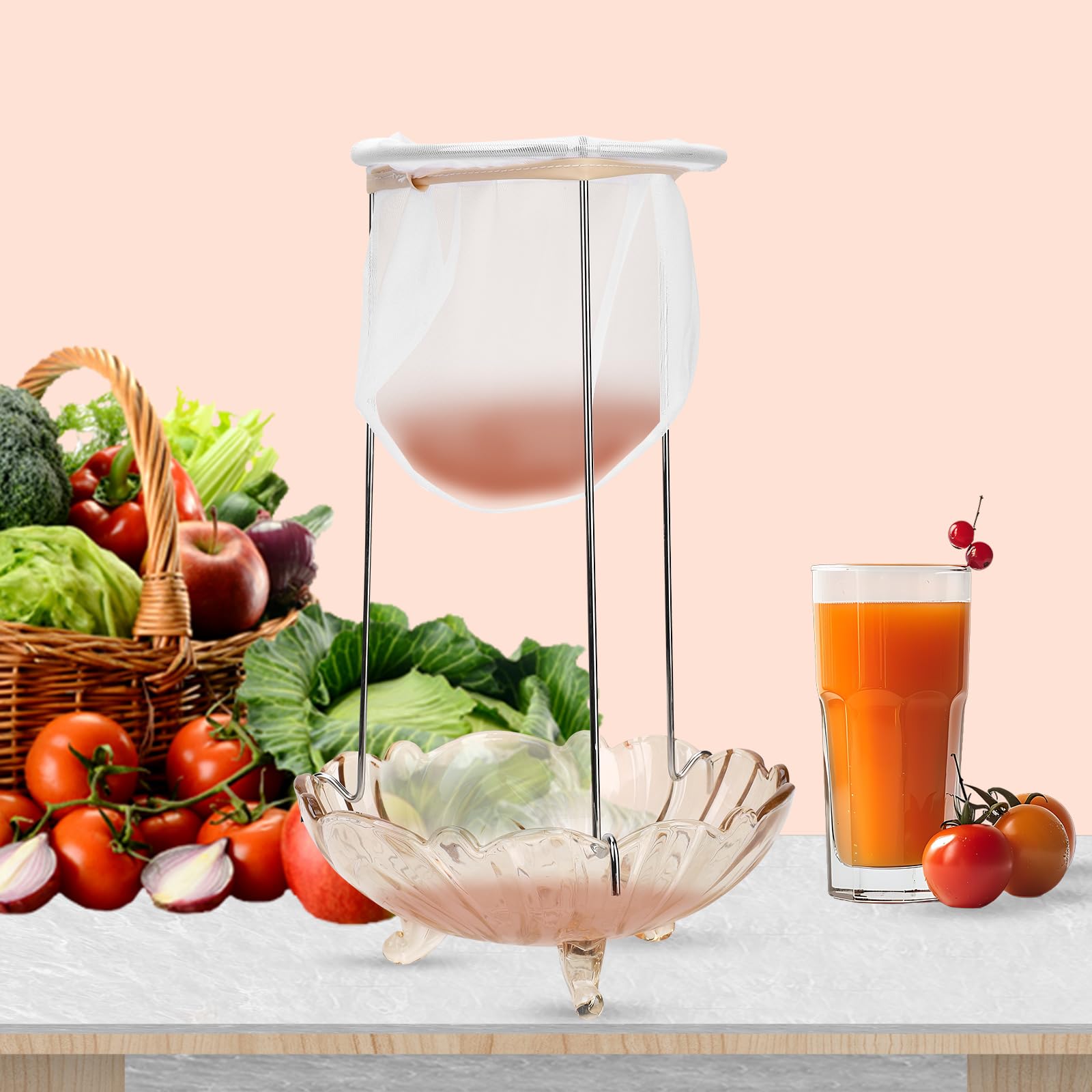 Jelly Strainer Set, Stainless Steel Jelly Strainer Stand with 3 Mesh ...