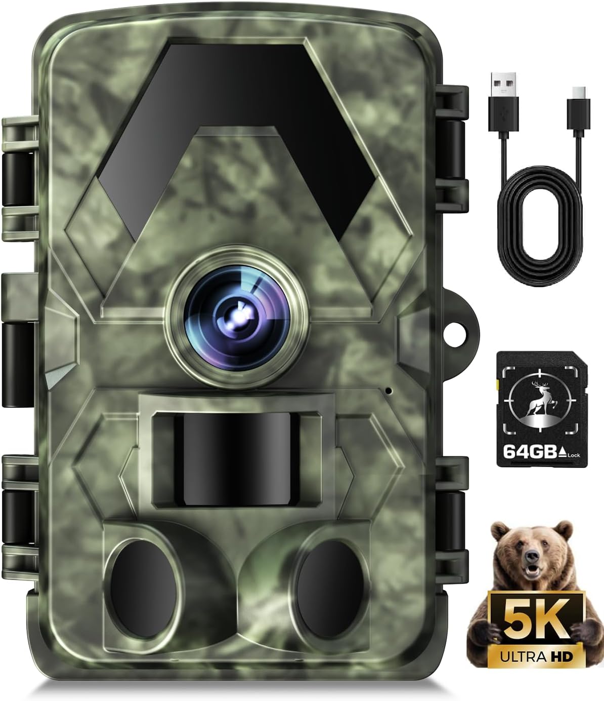 Wildkamera, 5K 60MP Wildtierkamera, 98FT 130 Weitwinkel Jagdkamera, 0 ...