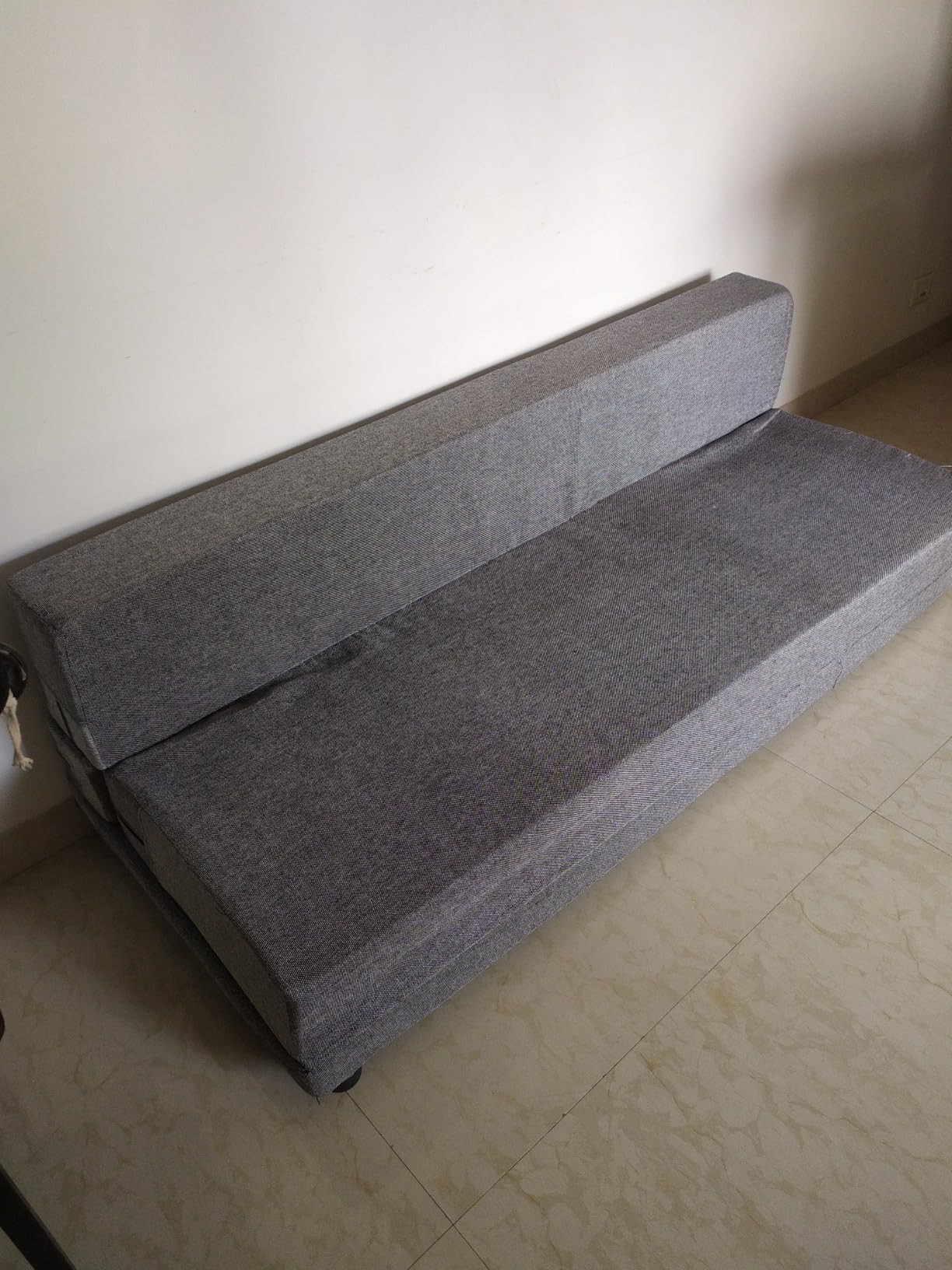 TRENDY VIBES |Three-Seater, 6' X 6'Feet, Grey-Color| Foldable Leg Sofa ...