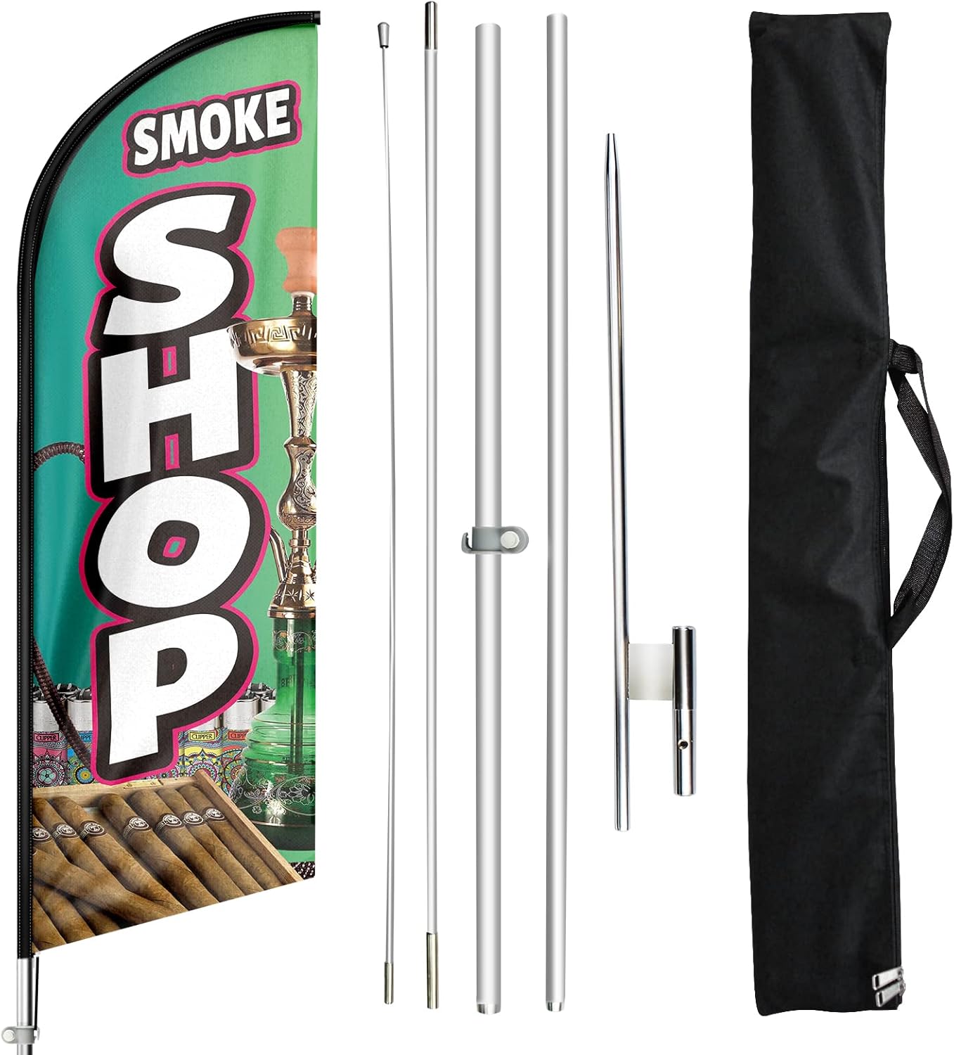 FSFLAG Smoke Shop Advertising Banner, Smoke Shop Feather Flag Pole Kit ...