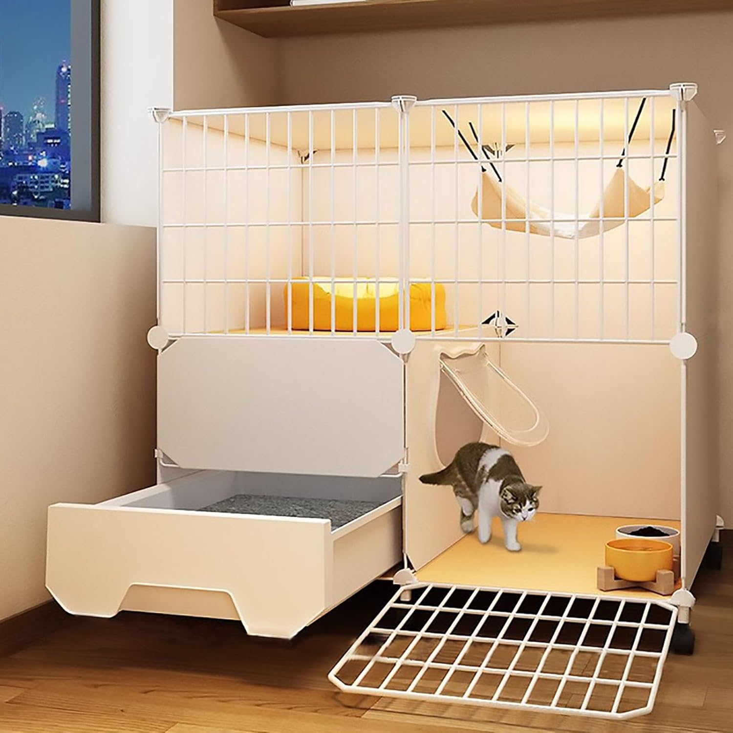 Amazon.com: IMIDIA Cat Crate, Cat Cages Indoor Large with Litter Box 2 ...