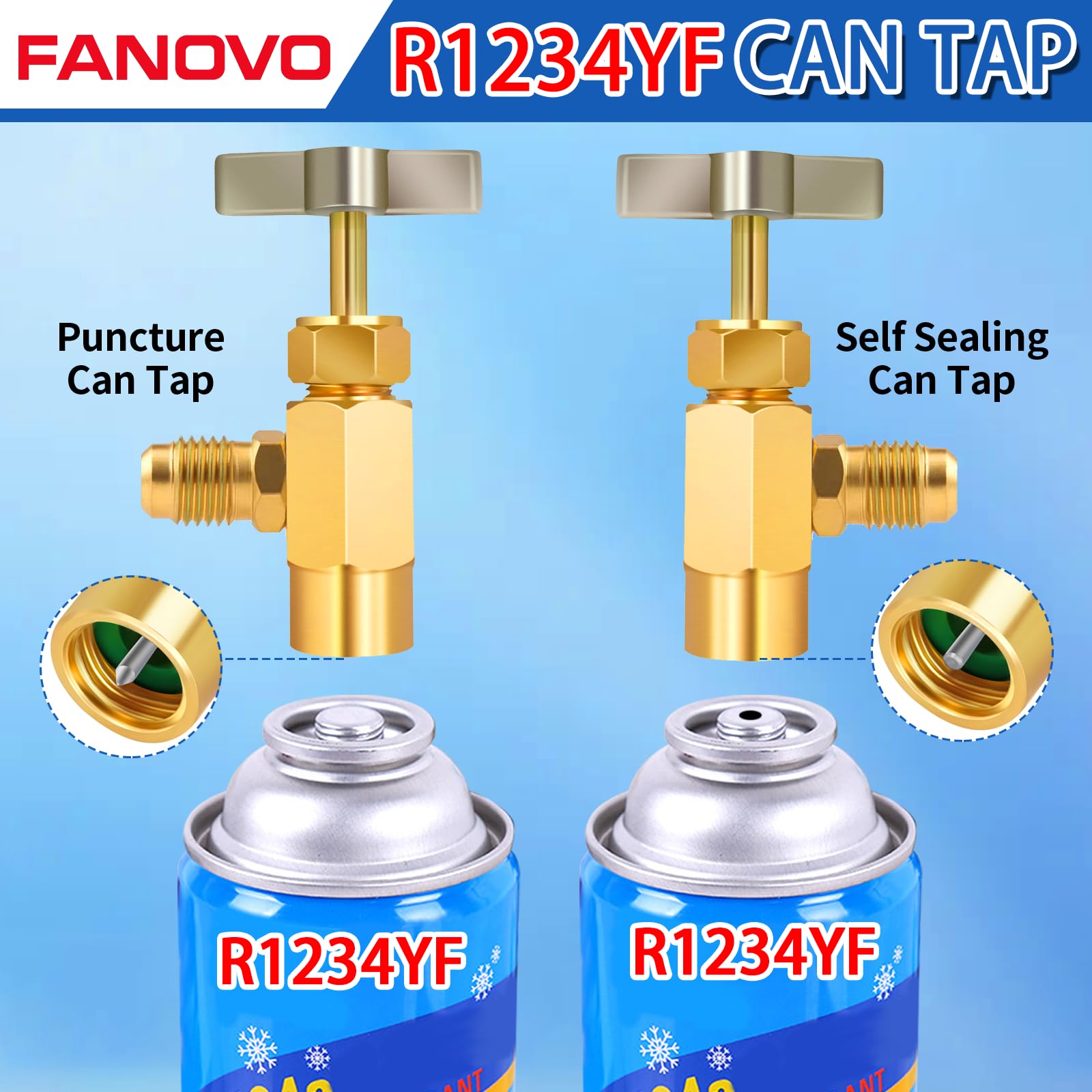 Snapklik.com : FANOVO 1234yf Can Tap-R1234yf Refrigerant Self-Sealing ...