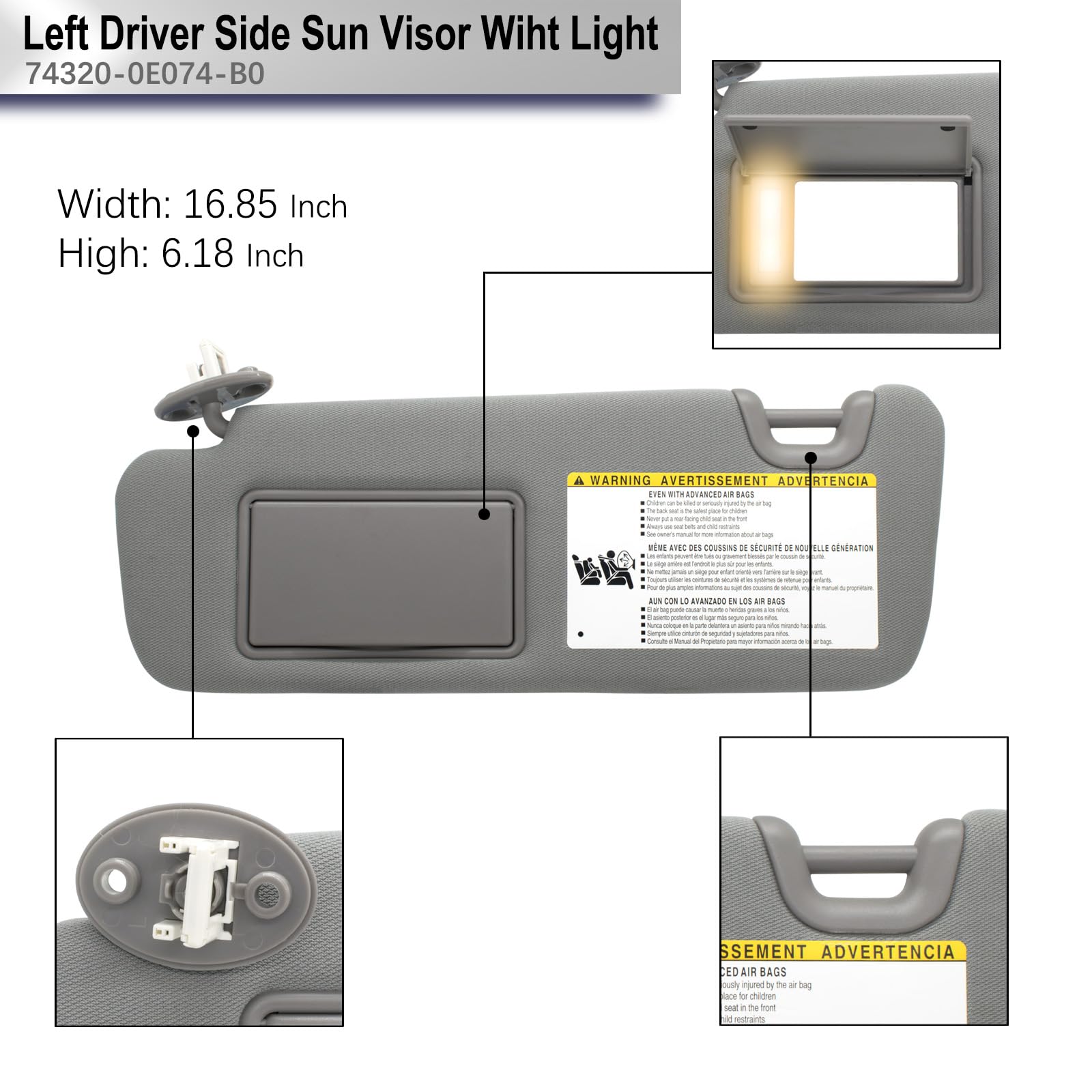 Driver Left Side Sun Visor Replacement Compatible with Toyota ...