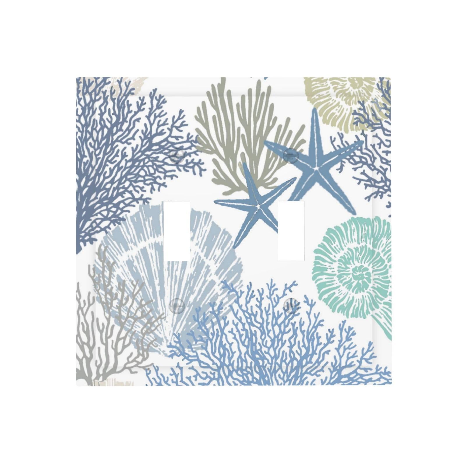 Nautical Beach Coral Starfish Seashell Theme 2 Gang Light Switch Cover ...