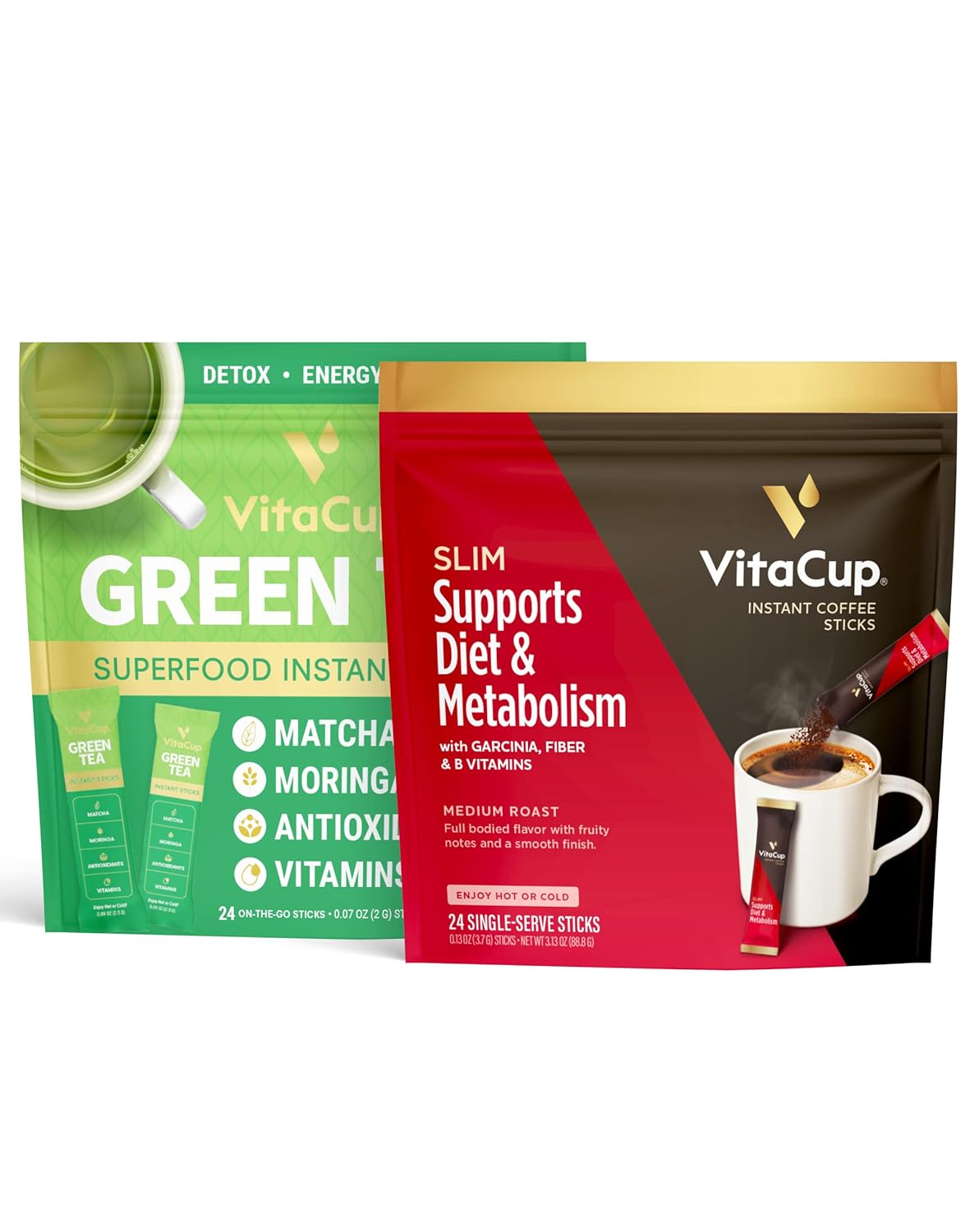 Amazon.com : VitaCup Slim Instant Coffee Packet & Green Tea Instant ...