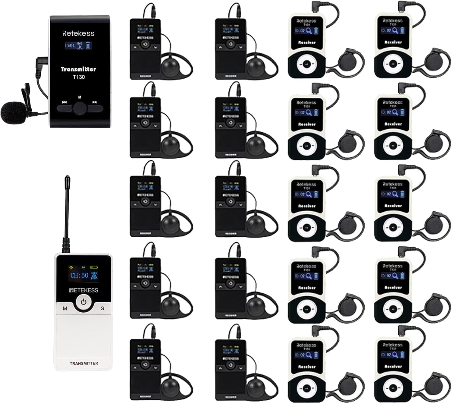 Amazon.com: Retekess T130 Tour Guide Audio System, Assisted Listening ...