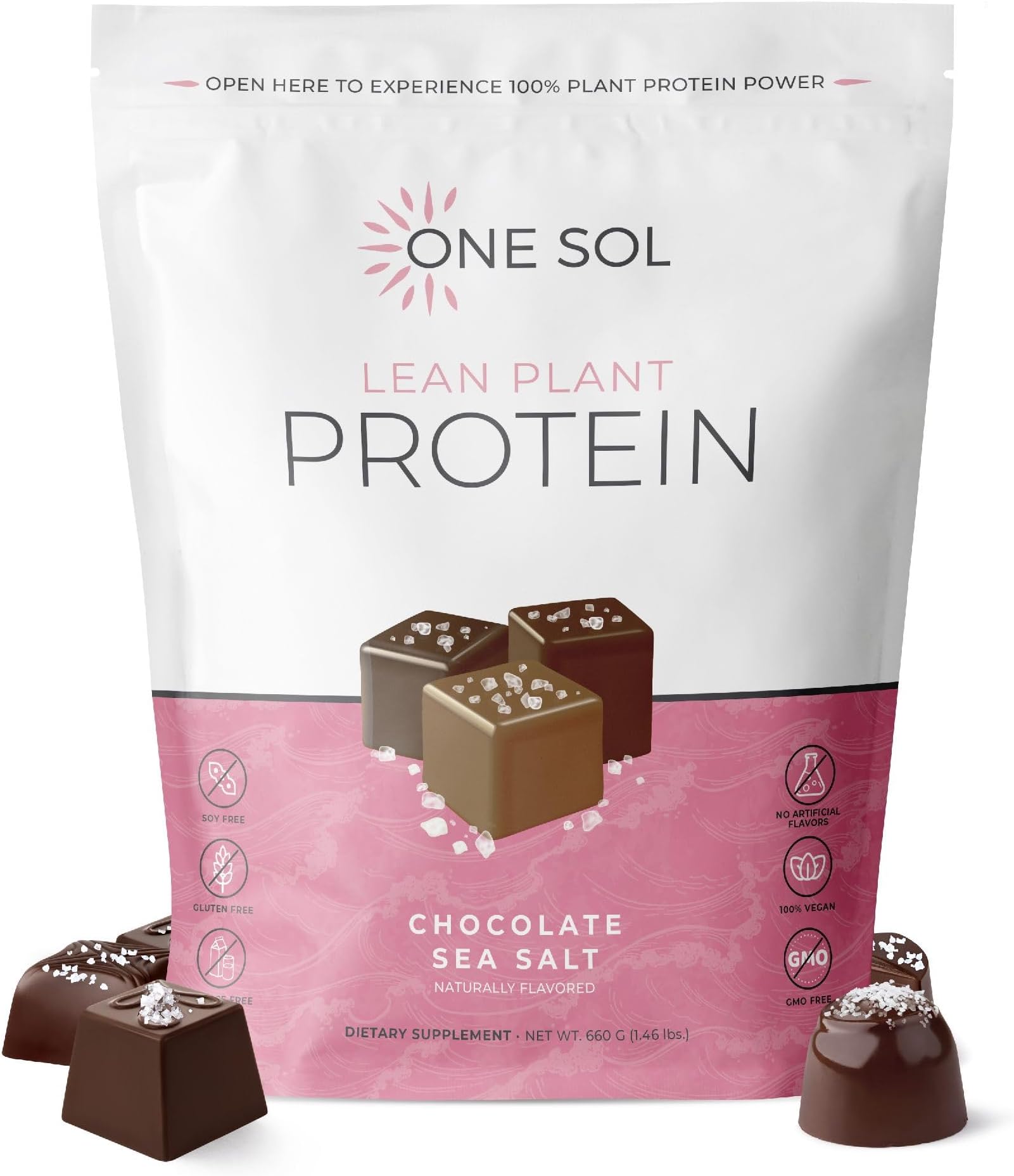 Amazon.com: One Sol Lean Plant Protein Powder Chocolate Sea Salt, Low Carb, Gluten Free, Lactose ...