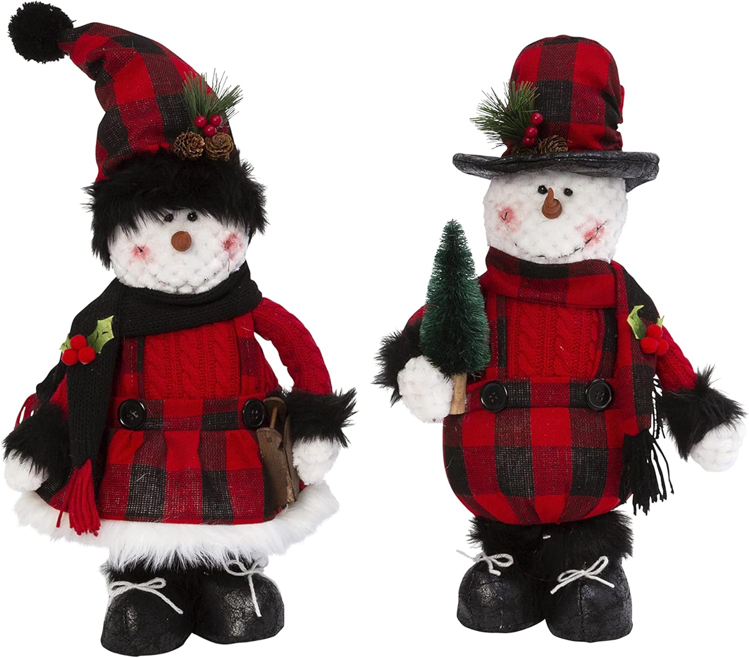 Amazon.com: 15 in. Plush Standing Holiday Snowman Figurine Set of 2 ...