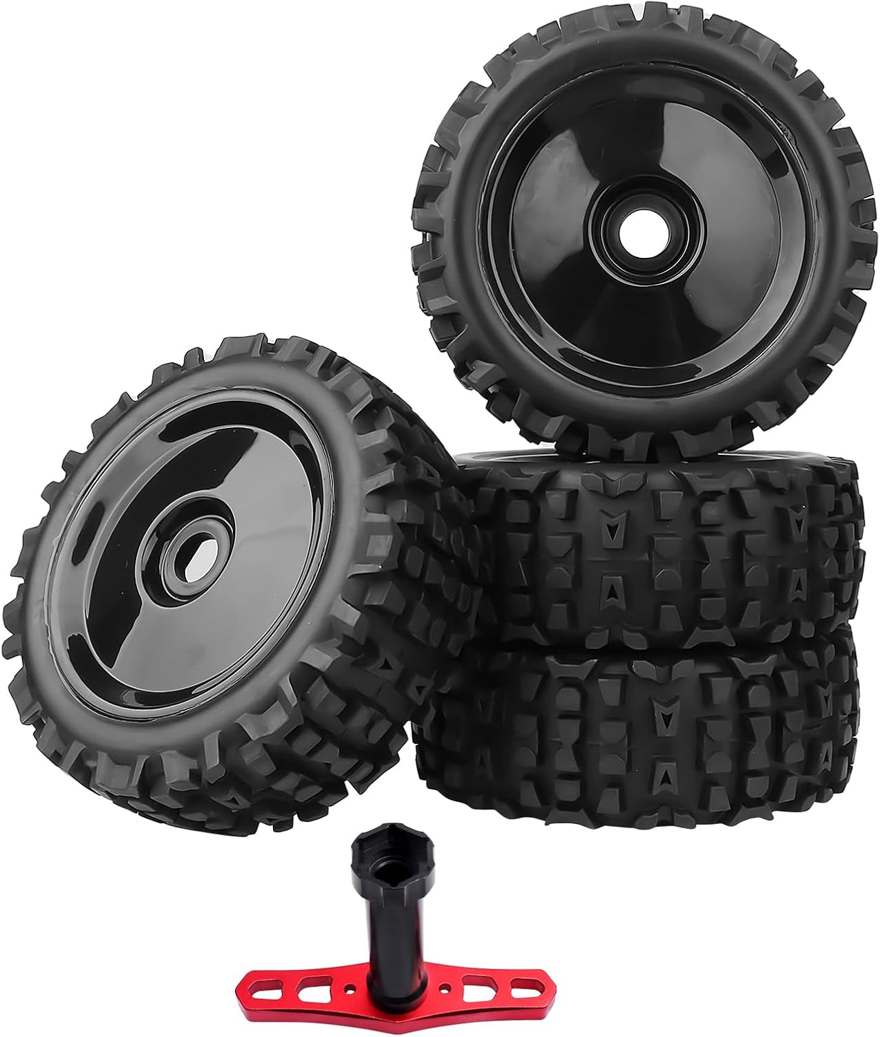 Amazon.com: Hobbyfire PreGlued 17mm Hex RC Wheels and Tires 1/8 Scale ...