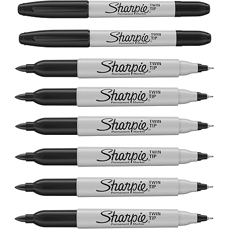 Sharpie Twin Tip Permanent Marker Pens - Black Ink - Pack of 3 - Fine ...