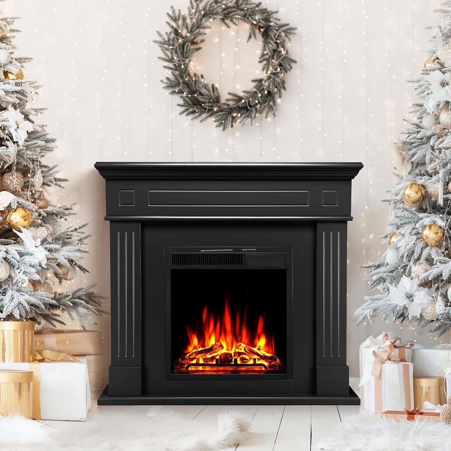 Amazon.com: 43 Inch Electric Fireplace with Mantel Wooden Surround ...