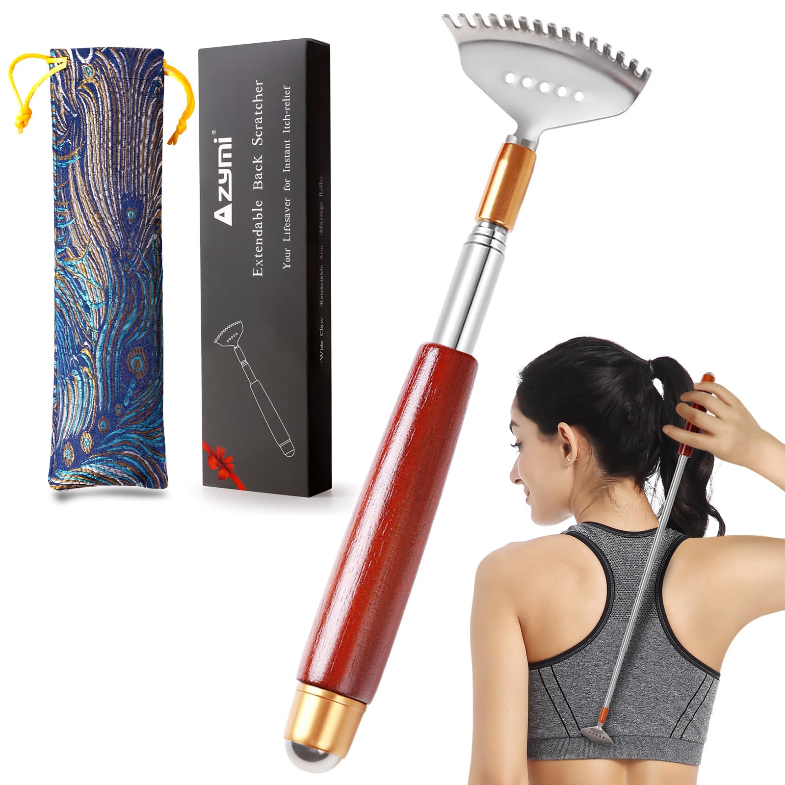 Azymi Back Scratcher, Long Back Scratcher for Women Men with Massage ...