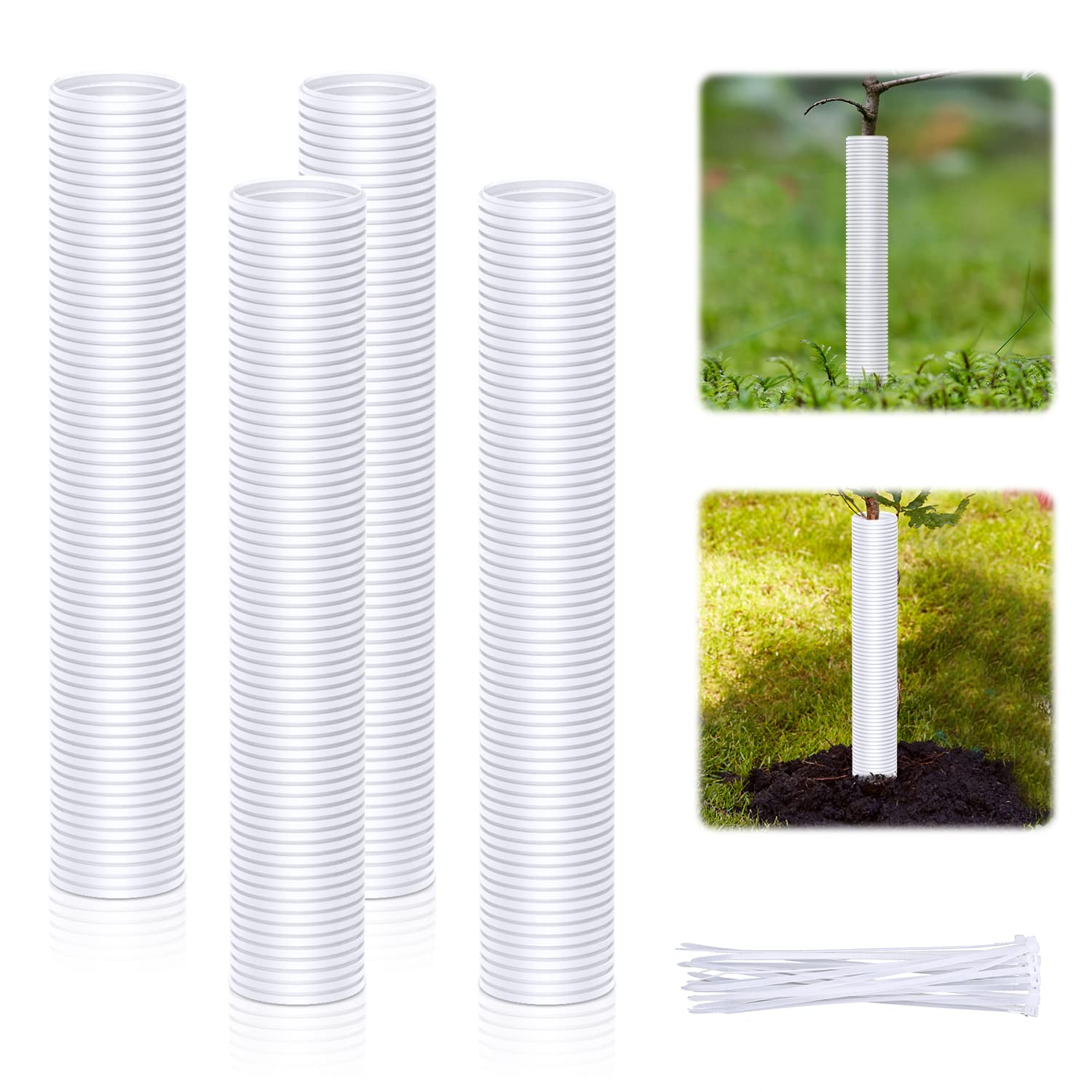 Amazon.com: 4pcs PP Tree Trunk Protectors, with 12pcs Cable Ties ...