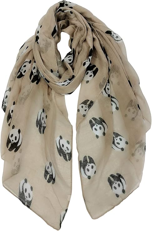 GERINLY Cute Pandas Scarfs For Women Lightweight Animal Print Shawl ...