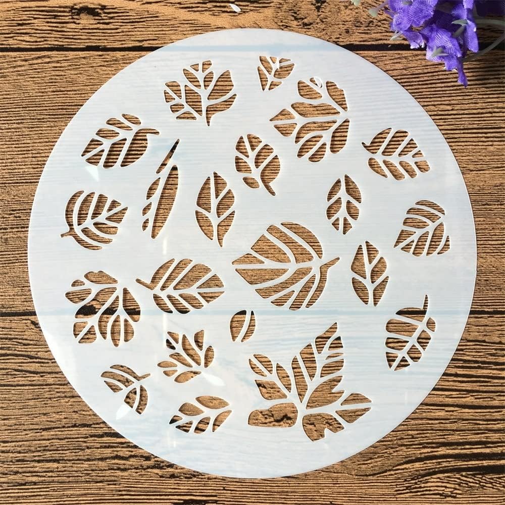 Amazon.com : 15cm Round Leaves Stencils for Painting on Wood Canvas ...