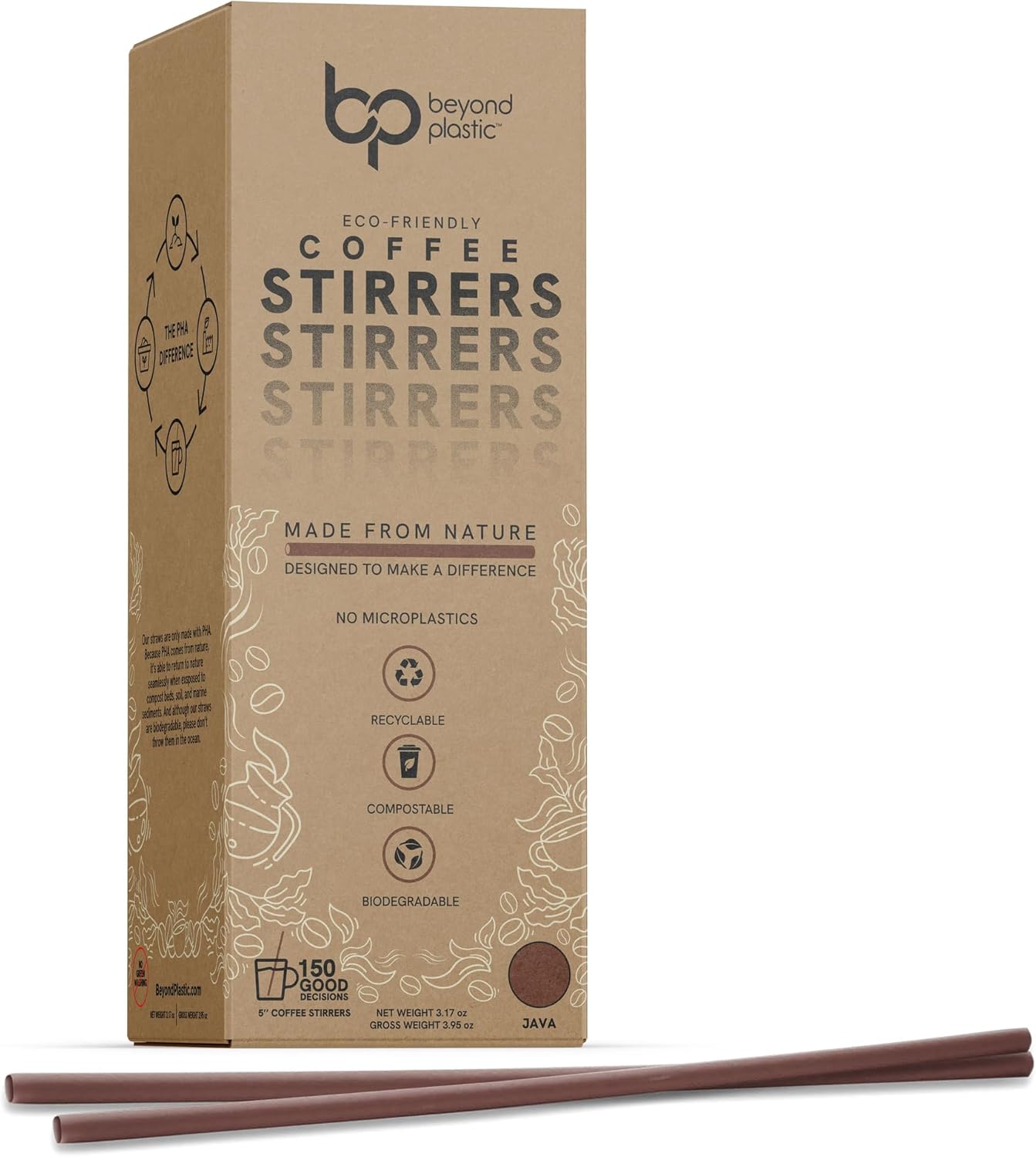 Amazon.com: PHA Coffee Stirrer, Java, 5.0" 150 count : Home & Kitchen