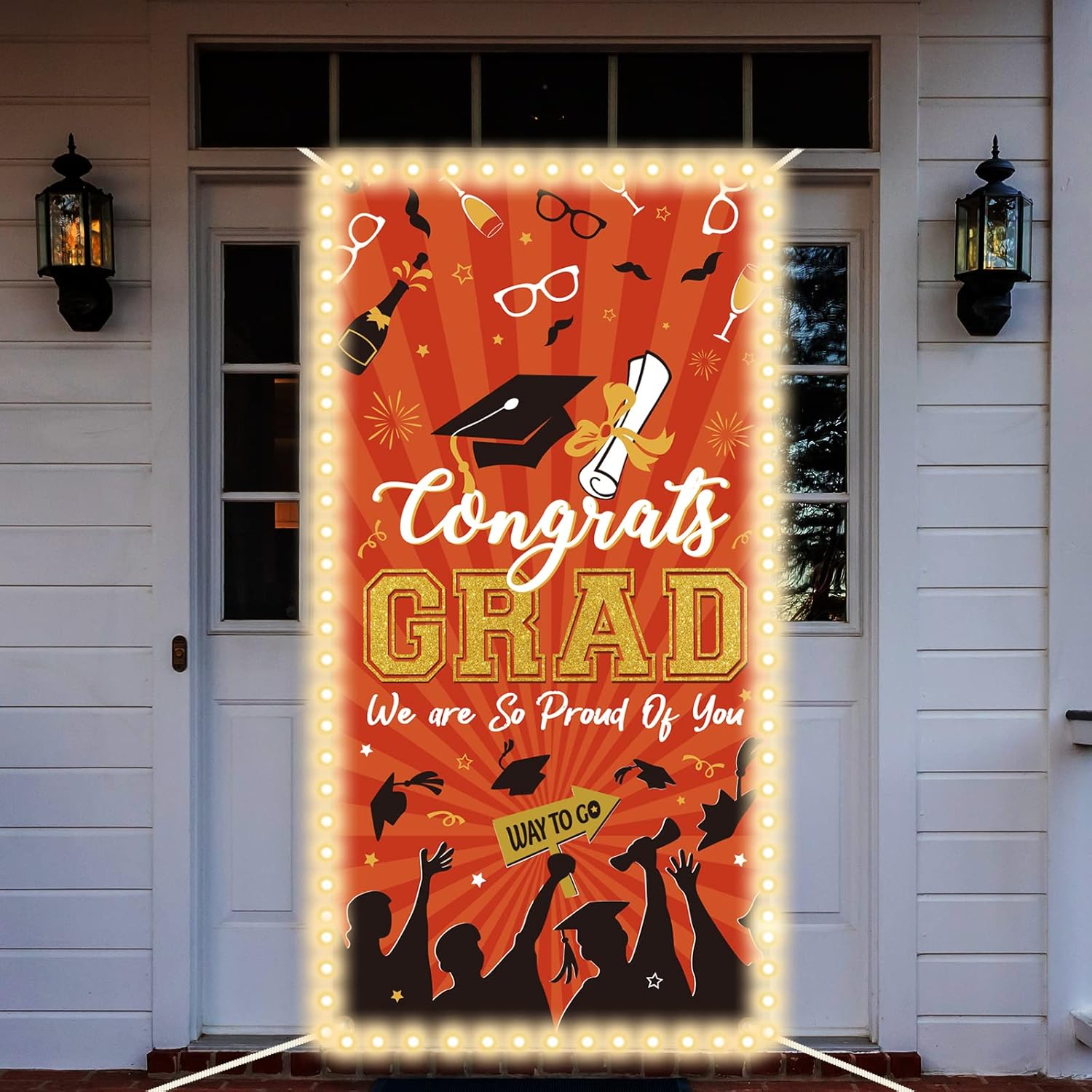 Amazon.com: 2024 Graduation Banner with Led-Light Strips Decor Congrats ...