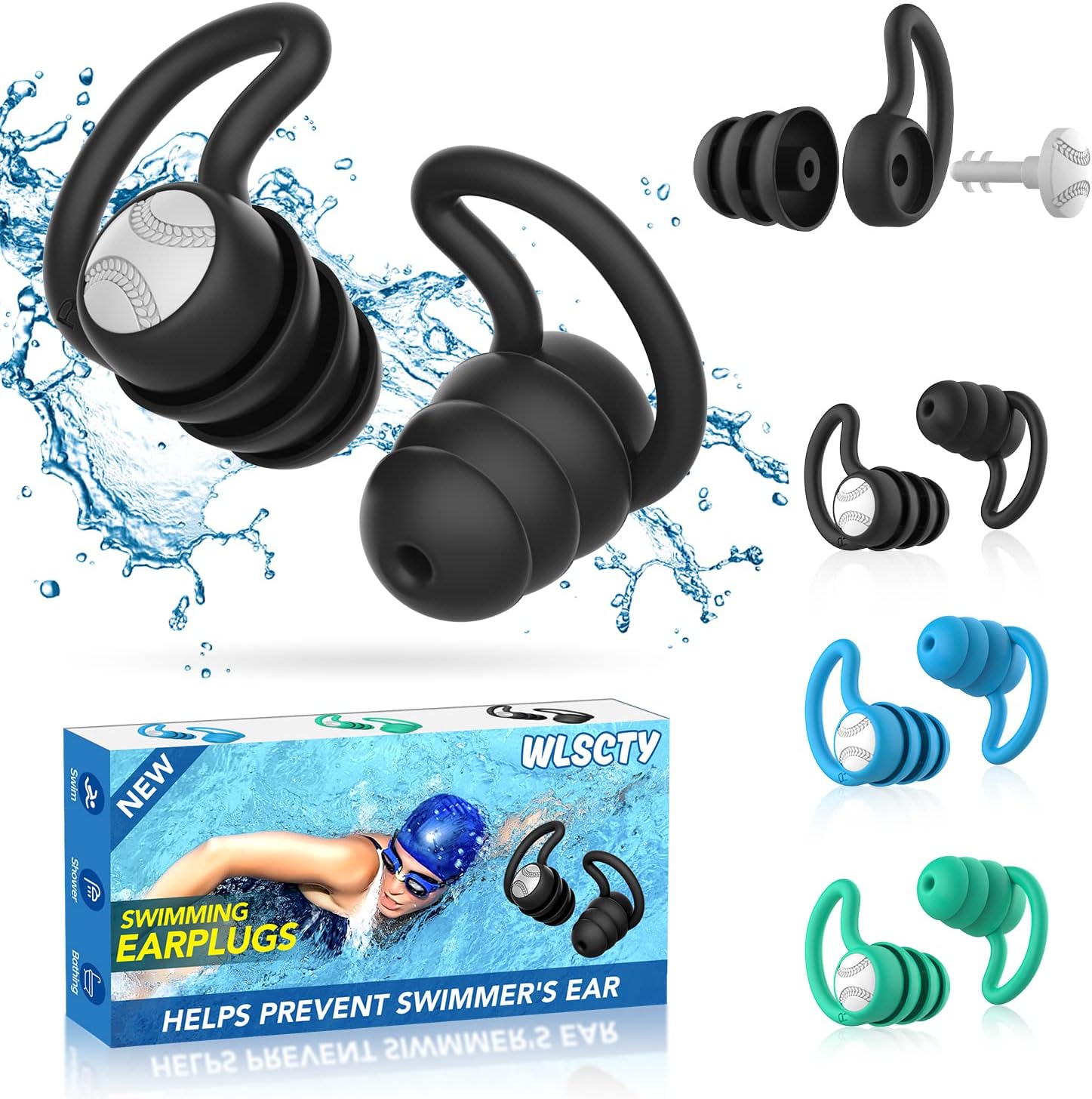 Amazon.com: Swimming Ear Plugs Waterproof Earplugs - 3 Pairs Silicone ...