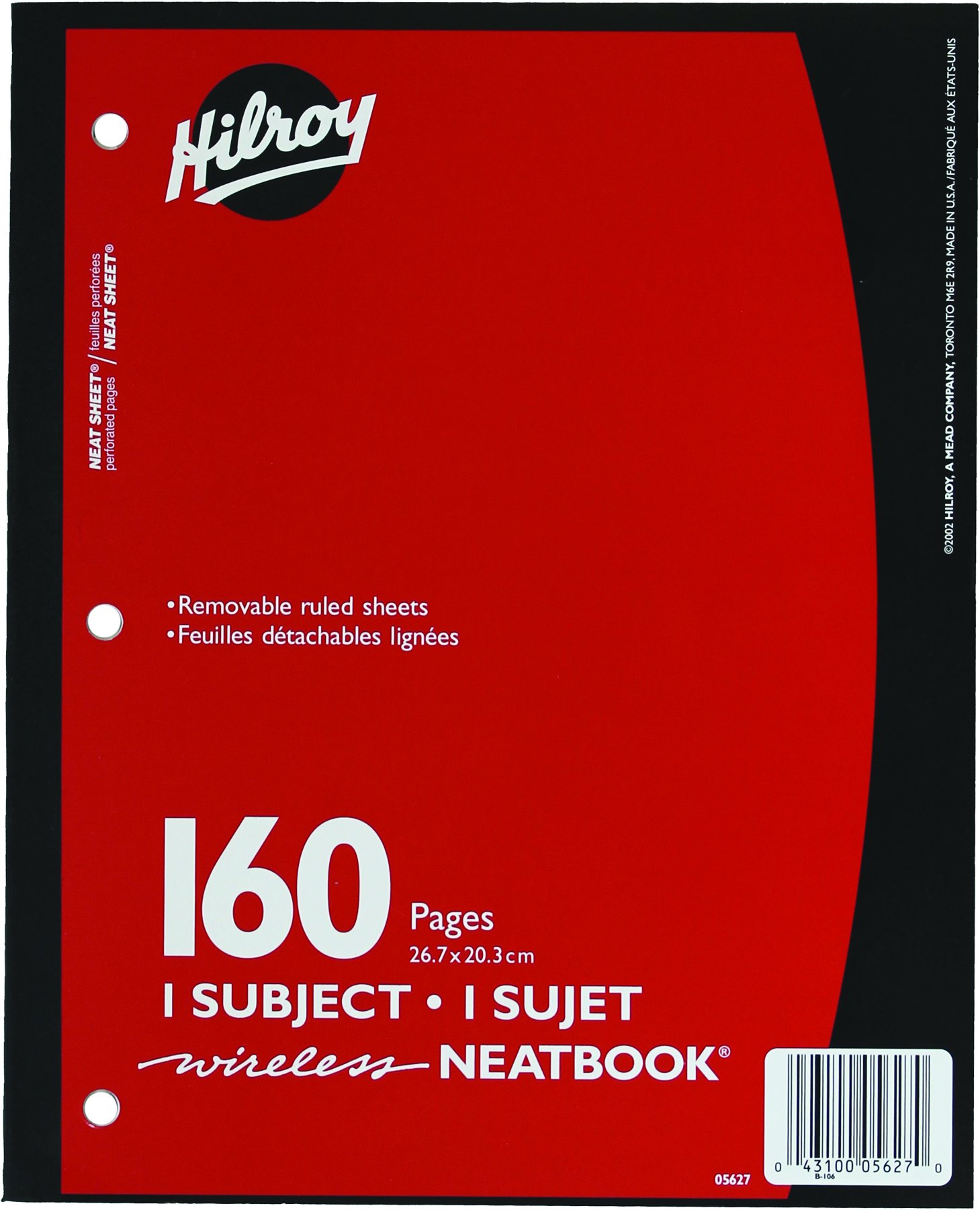 Hilroy 05627 Neatbook Wireless Notebook, 1 Subject, 80-Sheets/160-Pages ...