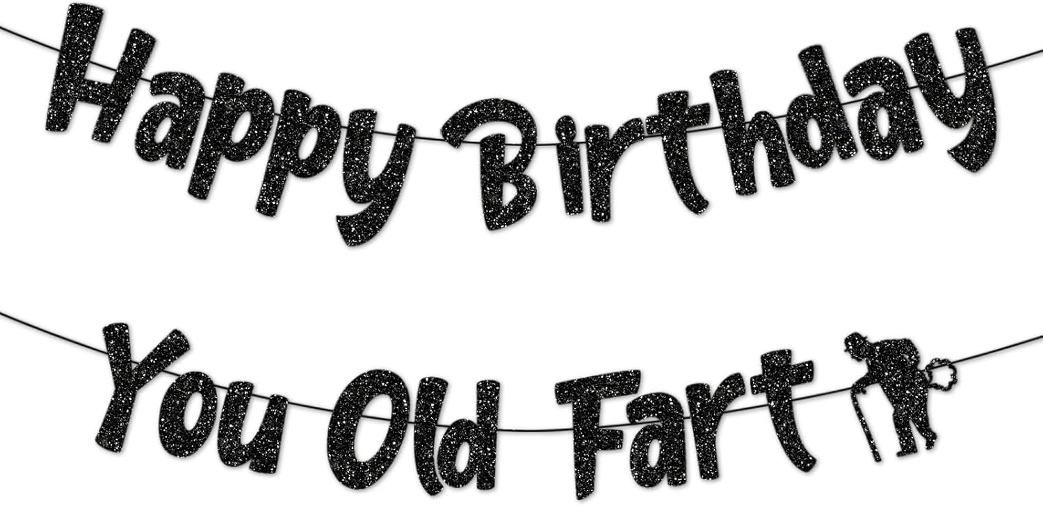 Amazon.com: UgyDuky Funny Birthday Banner Old Fart Birthday Decorations ...