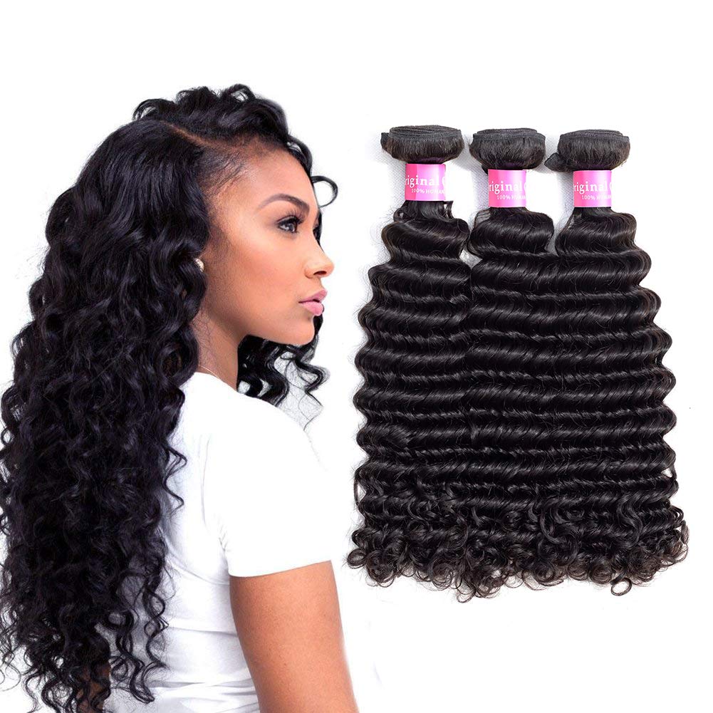 Amazon.com : Original Queen Weave Hair Deep Wave Brazilian Hair 3 ...