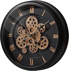 Amazon.com: Maxstar Large Moving Gear Wall Clock,16" Vintage Mechanical ...