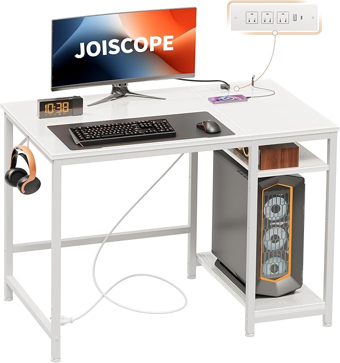 Amazon.com: JOISCOPE Computer Desk with USB & Type-C Outlet, Small Home ...