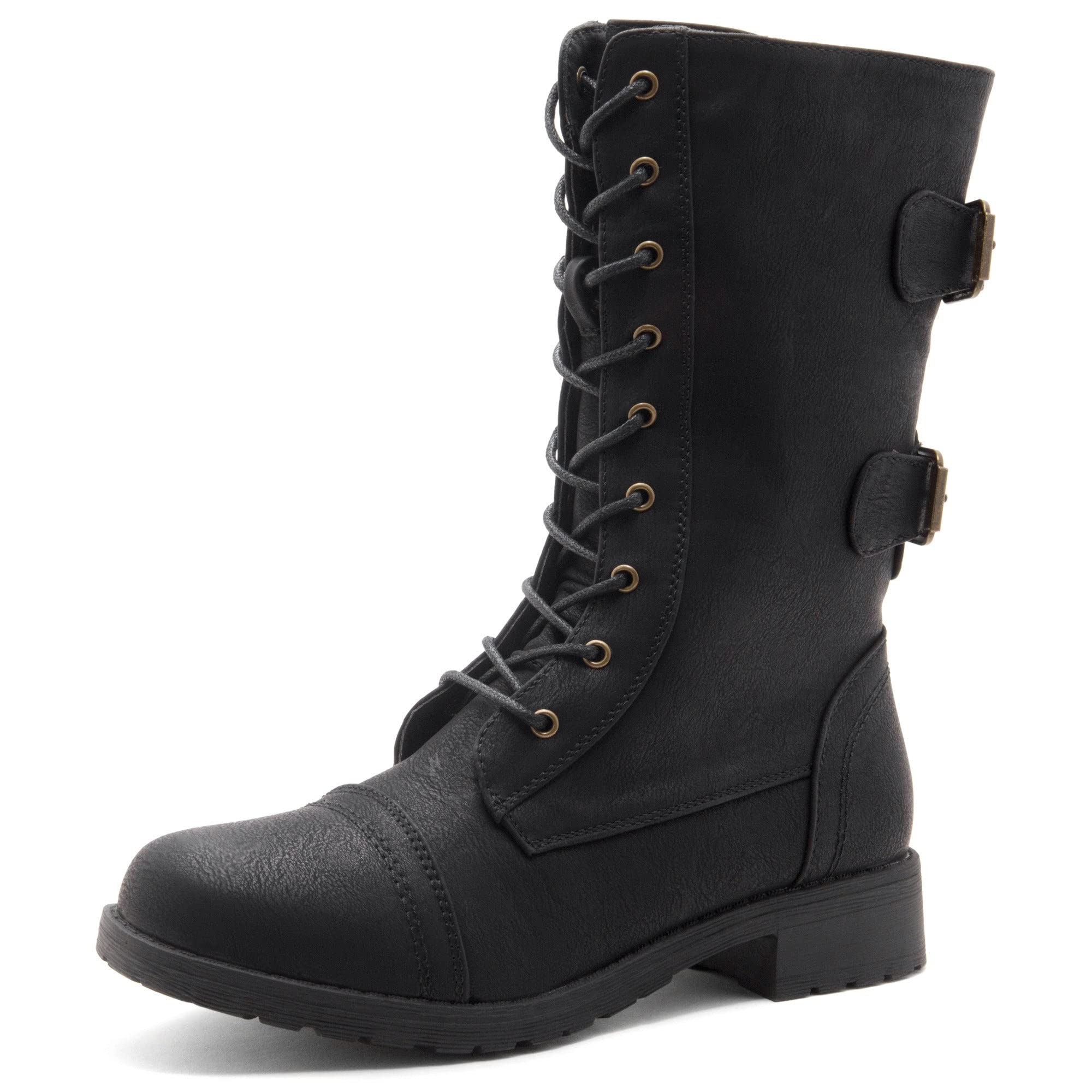 Amazon.com | Herstyle Florence2 Women's Combat Booties Mid-Calf Boots ...
