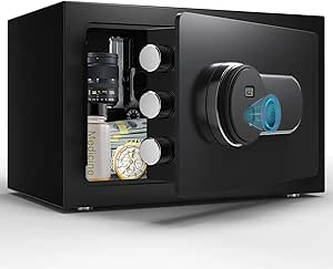 SAFEFEVER Safe Box, 0.6 Cub Home Safe with Key, Security Money Safe ...