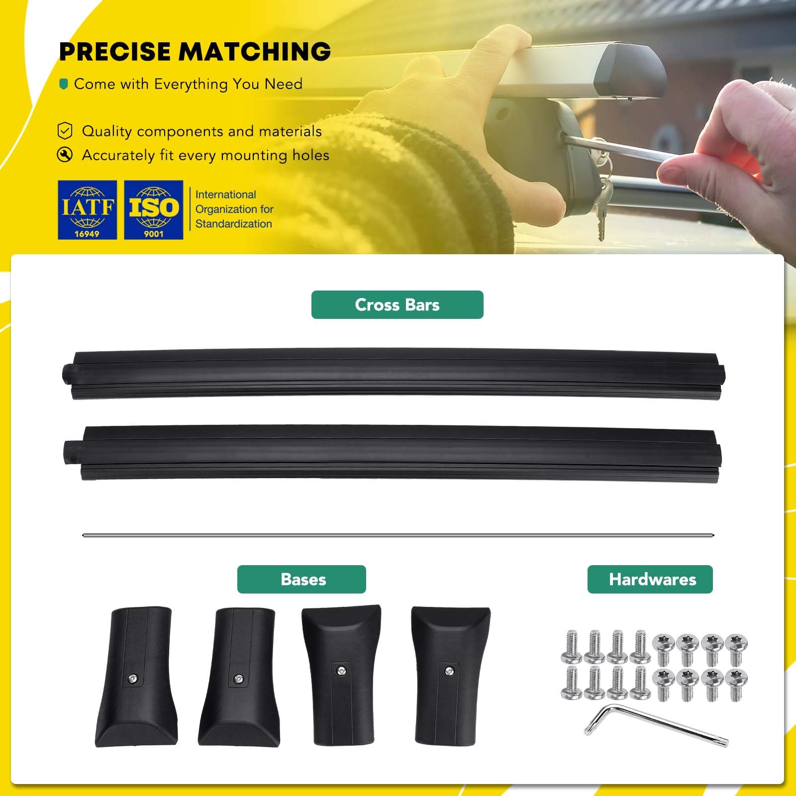 YHTAUTO Lockable 165 lbs Roof Rack Cross Bars Compatible with GMC ...