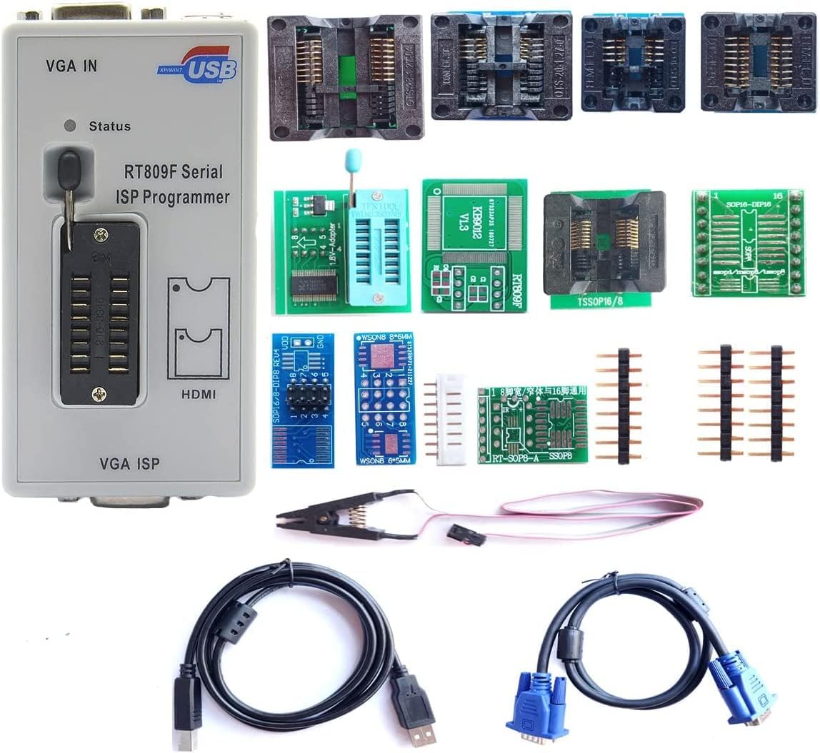 Amazon.com: RT809F Programmer 12 Adapters IC Clip clamp Writer Reader ...