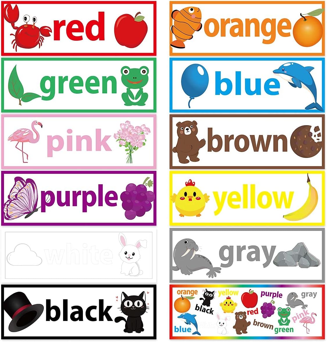 Amazon.com: Outus 11 Pcs Color Poster for Preschool Classroom Bulletin ...