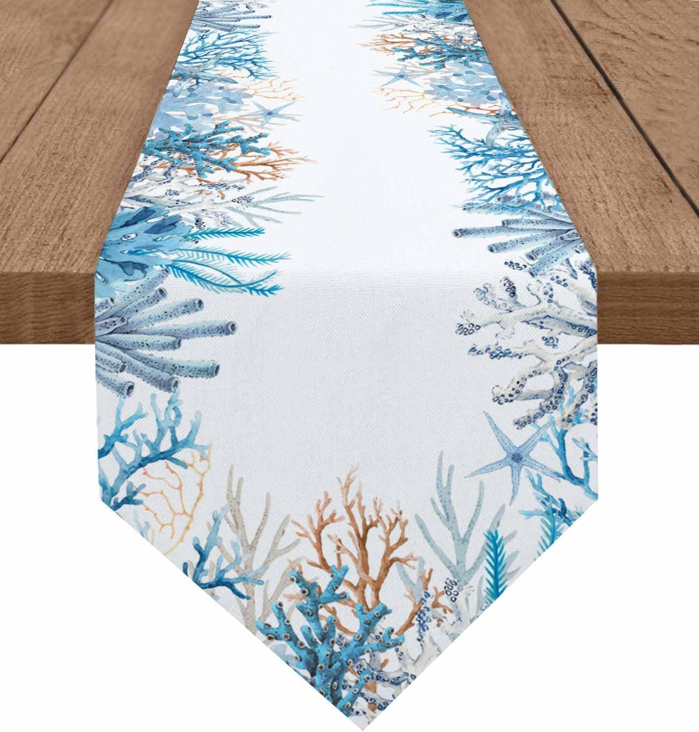 Amazon.com: Watercolor Coral Cotton and Linen Triangle Table Runners 72 ...