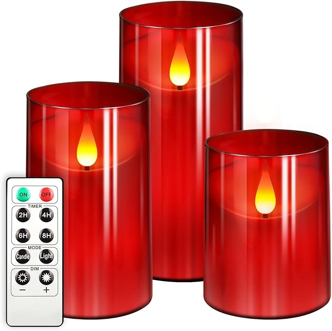 Amazon.com: NURADA Flameless Candles with Remote Timer: 3D Wick Battery ...